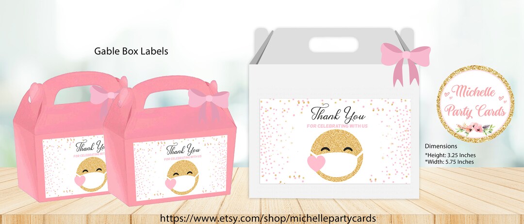INSTANT DOWNLOAD Happy Face Mask Gable Gift Pink and Gold - Etsy