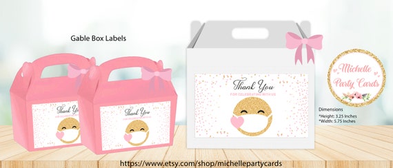 INSTANT DOWNLOAD Happy Face Mask gable gift pink and Gold | Etsy