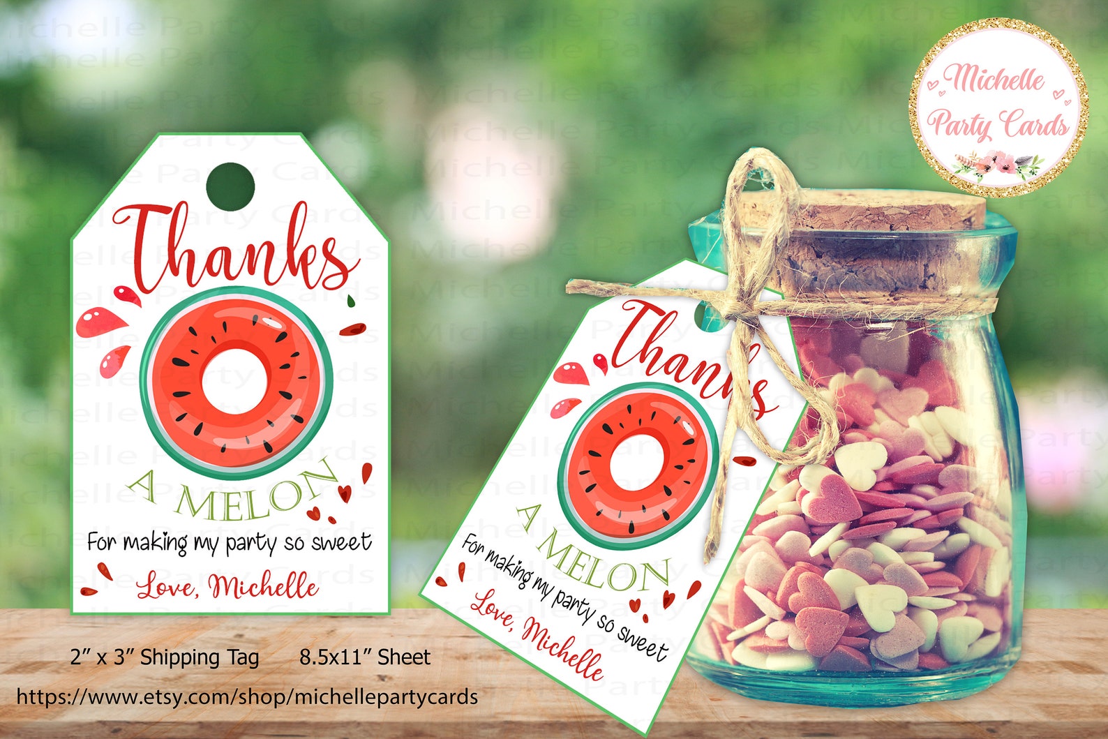 Watermelon Favor Tags Thank You Tags Gift Tags One in a | Etsy