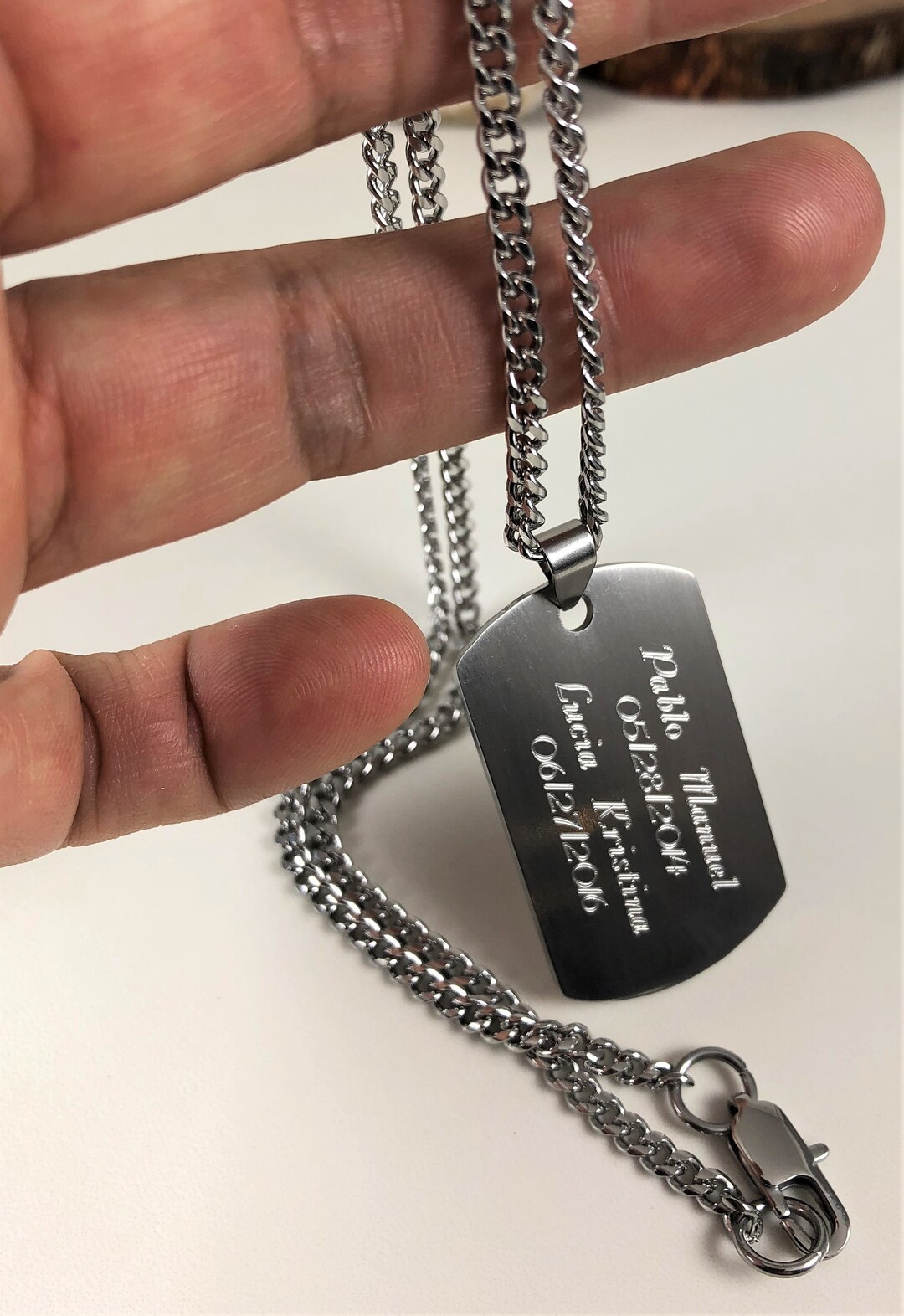 Personalized Silver Dog Tag Necklace: Custom Engraved Stainless Steel ...