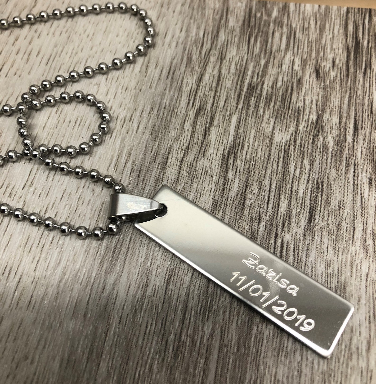 Personalized Men Ball Chain Necklacestainless Steel Name Bar - Etsy