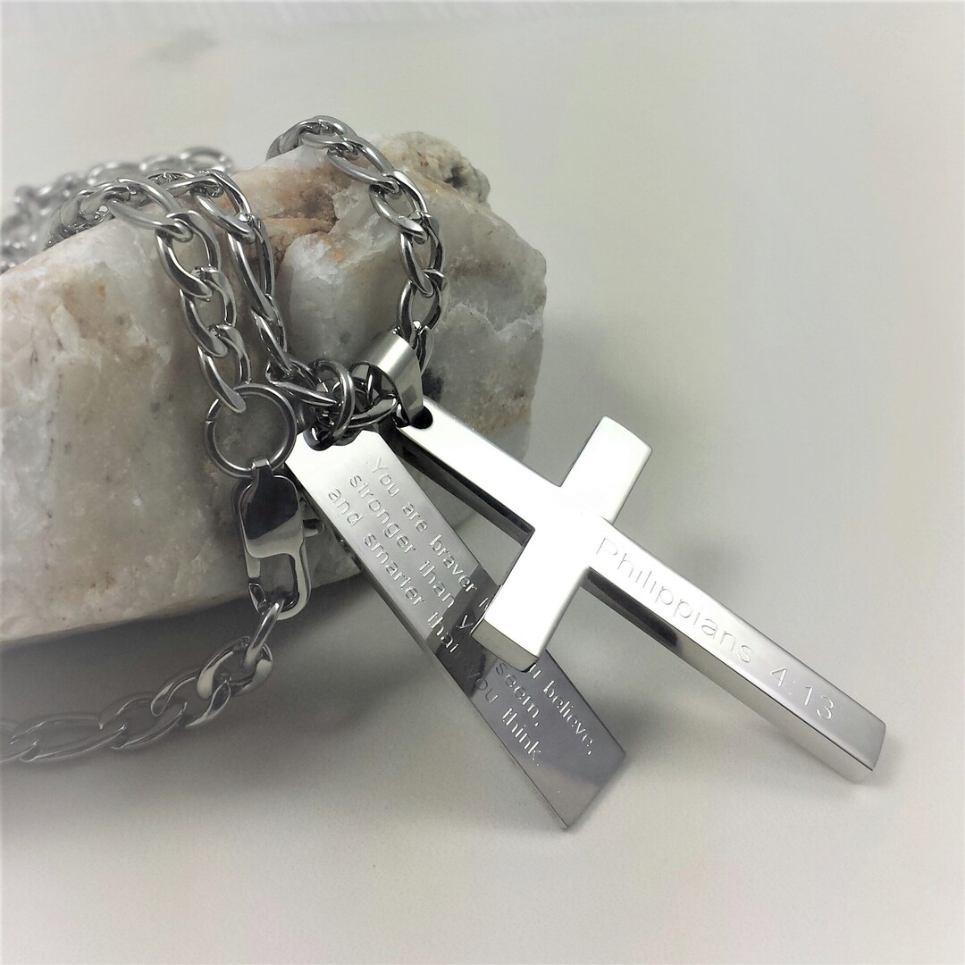Personalized Cross Necklace,stainless Steel Custom Necklace,engrave ...