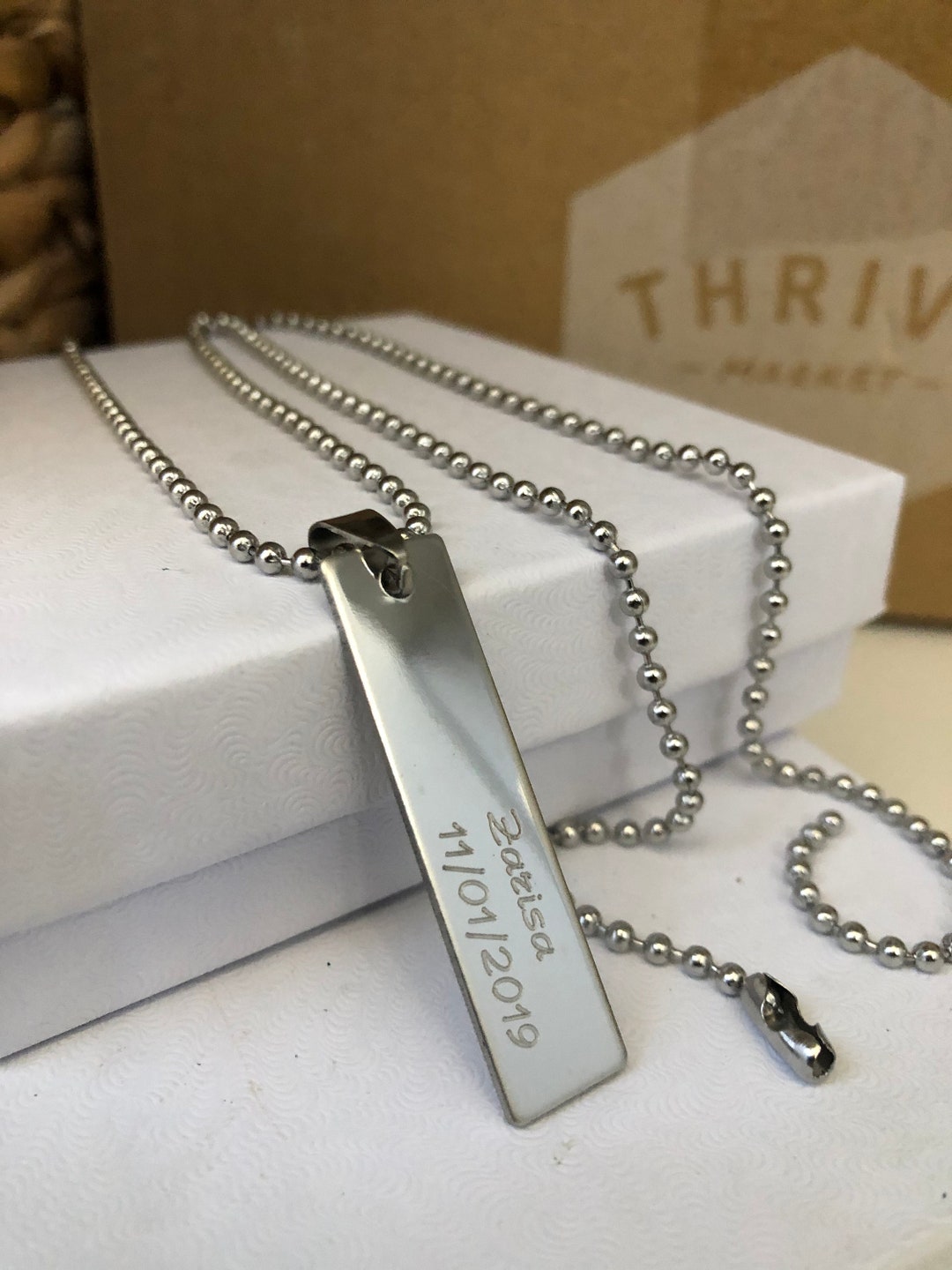 Personalized Men Ball Chain Necklace,stainless Steel Name Bar for Men ...