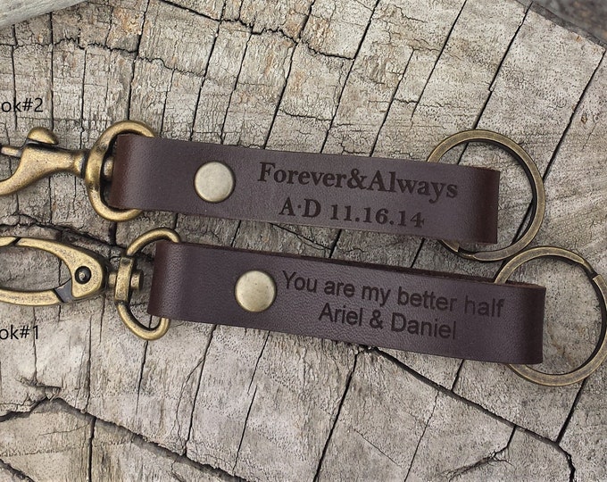 Personalized Leather Keychain Custom Leather Keychain Monogrammed ...