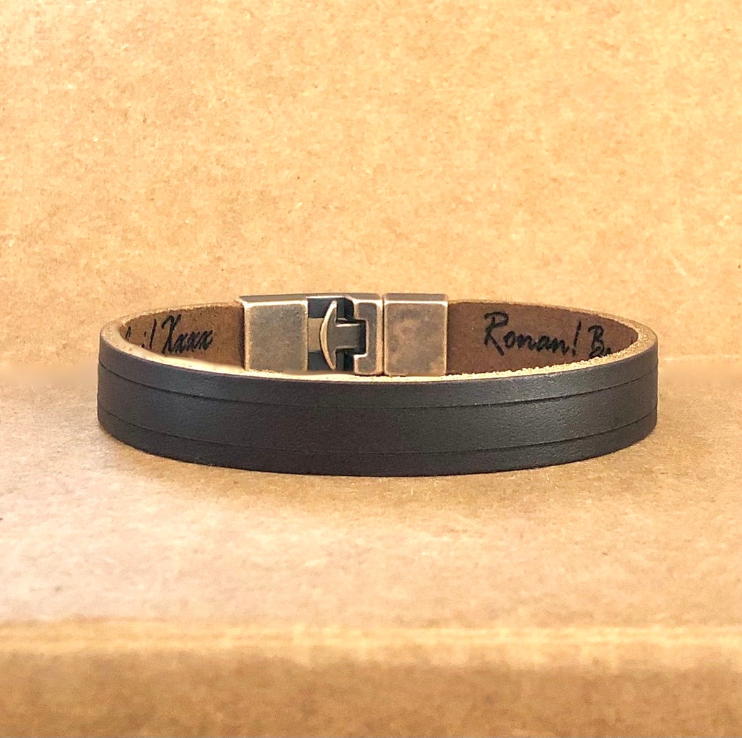 Engraved Leather Secret Message Bracelet - Personalized Unisex Gift - Etsy