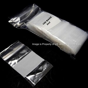 1000 White Block Re-closable Clear Re-sealable 2 Mil Clear Poly Bags ...
