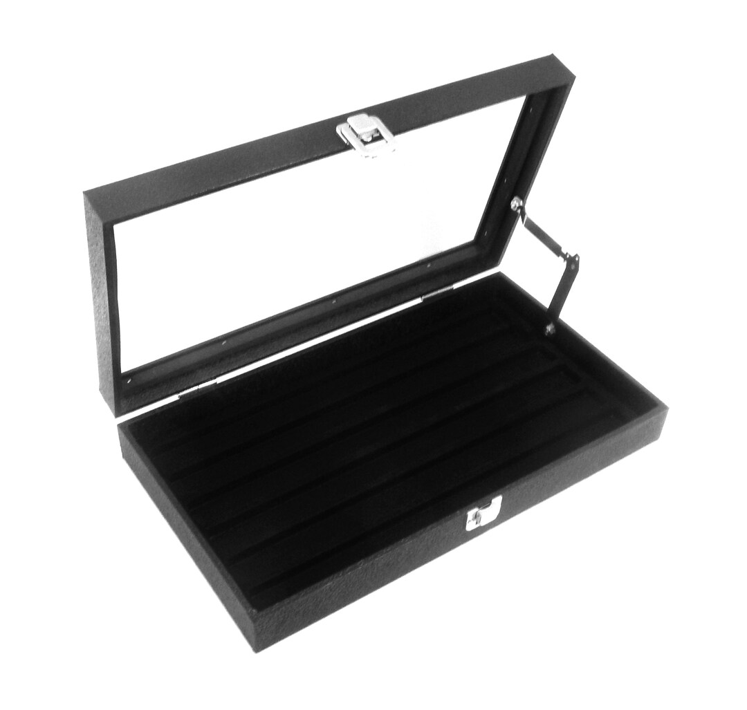 Glass Top Lid 6 Slot Display Organizer Case With Lid Support for Chains ...