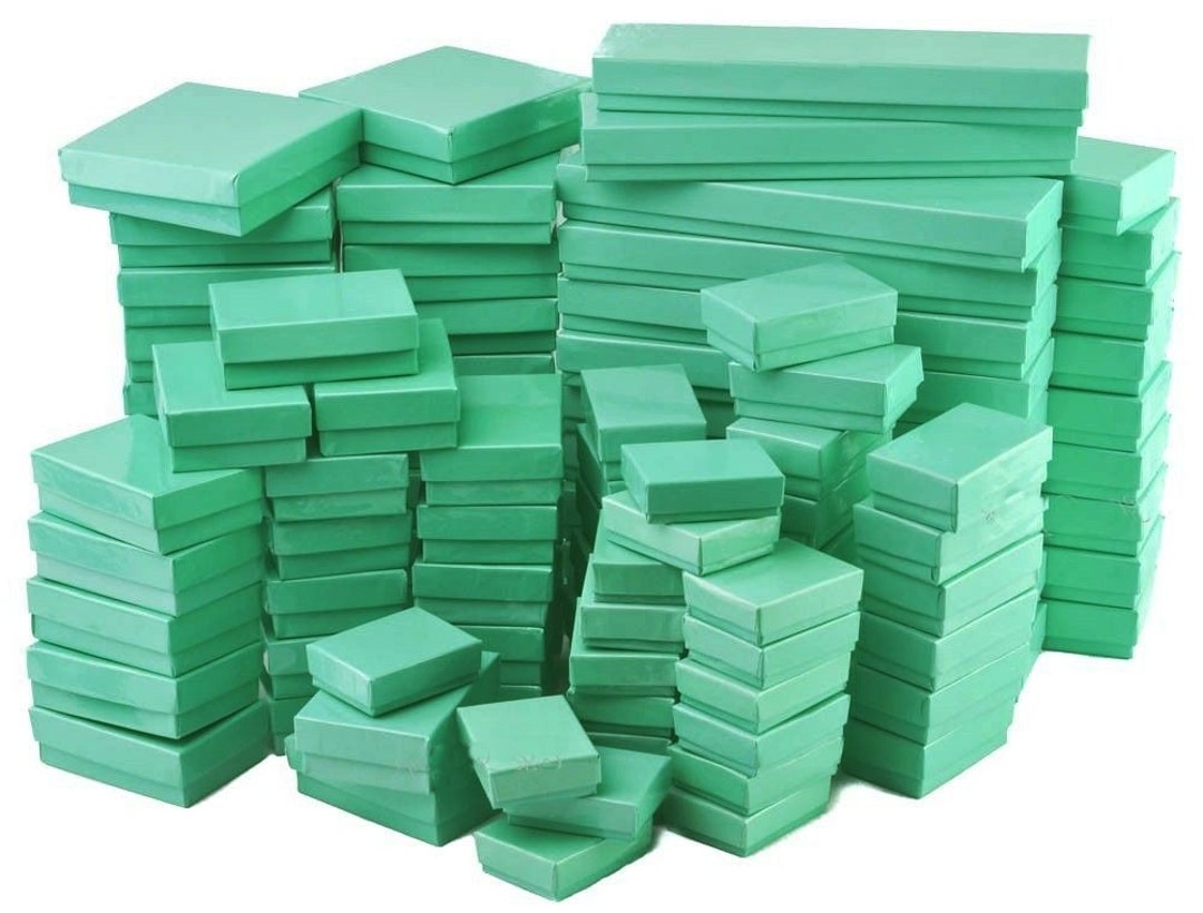 Teal Blue Green Small Items Gift Boxes Packaging Boxes With Soft Cotton ...