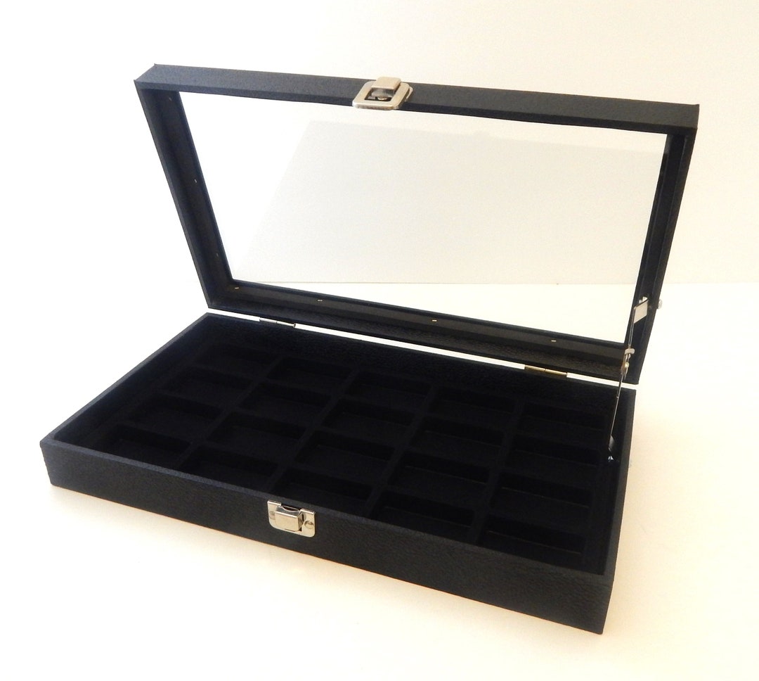 Glass Top Lid 10 Slot Display Organizer Case With Lid Support for Pens ...