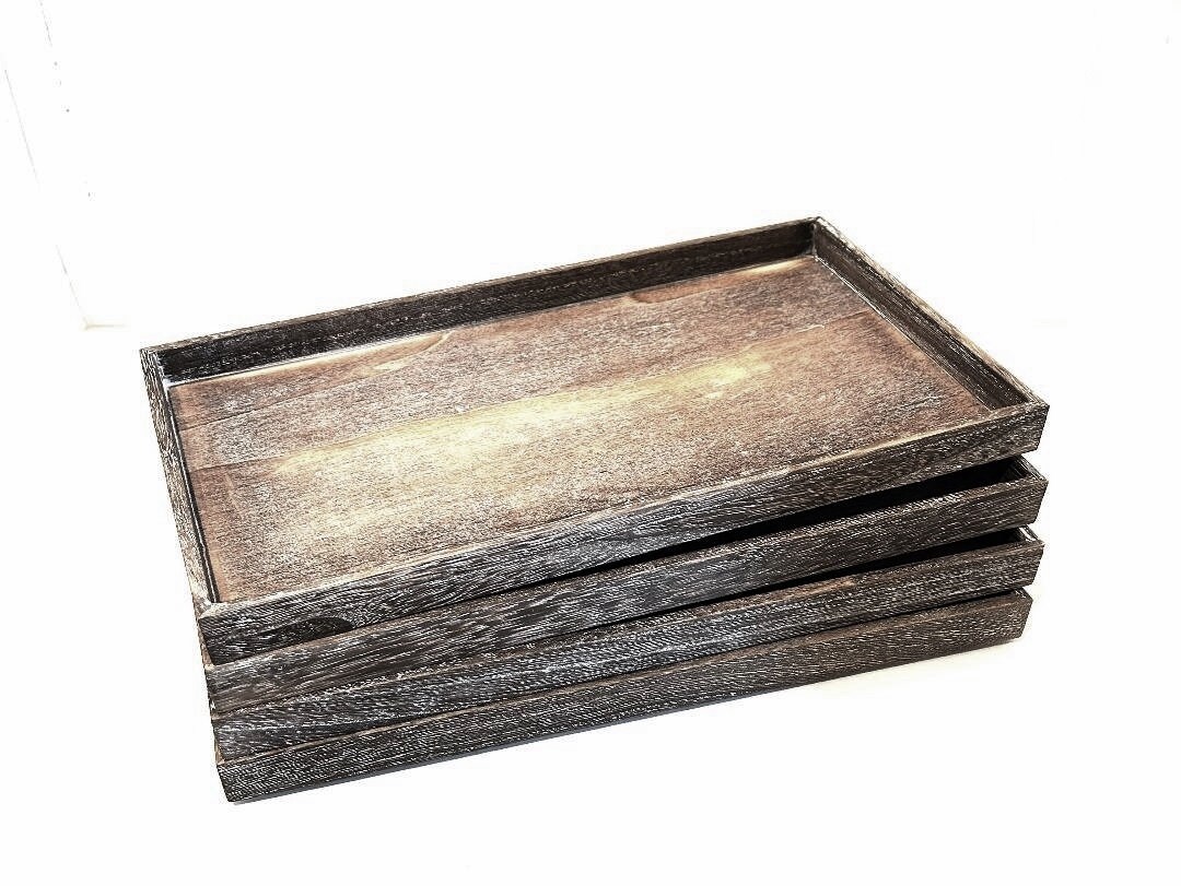 Dark Oak Stained Stackable Wood Tray for Collectibles Jewelry Storage ...