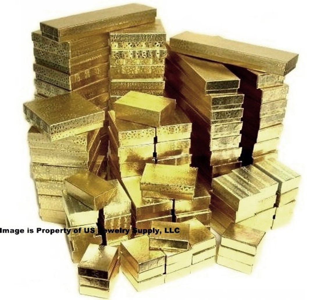 Gold Color Foil Cotton Filled Craft Sales Jewelry Packaging Display ...