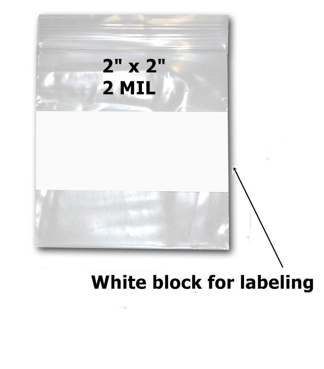 2" X 2" White Block Label for Writing Re-closable Clear Poly Bags Re ...