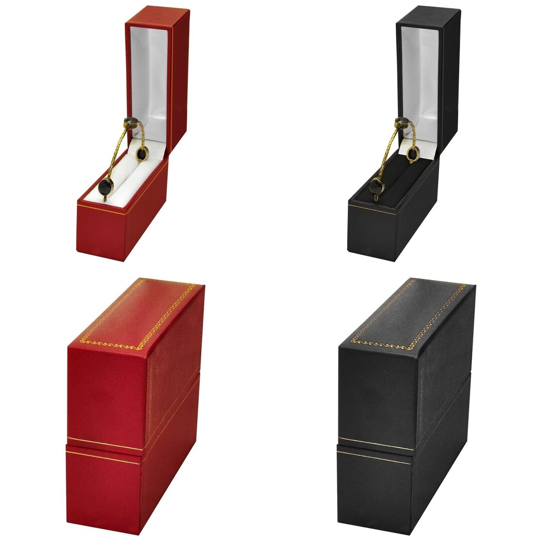 Bangle Bracelet Gift Boxes Black and Red Gold Trim Leatherette Bangle ...