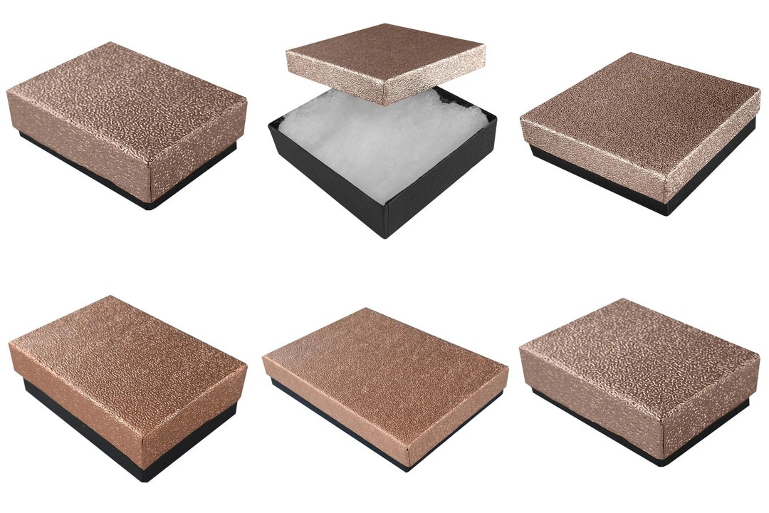 Rose Gold Small Items Gift Boxes Packaging Boxes With Soft Cotton Fill ...