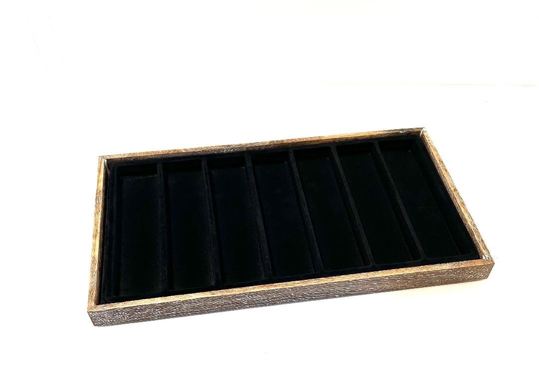 7 Slot Pocket Knife Tray Weathered Look Dark Oak Stained Wood Tray for ...