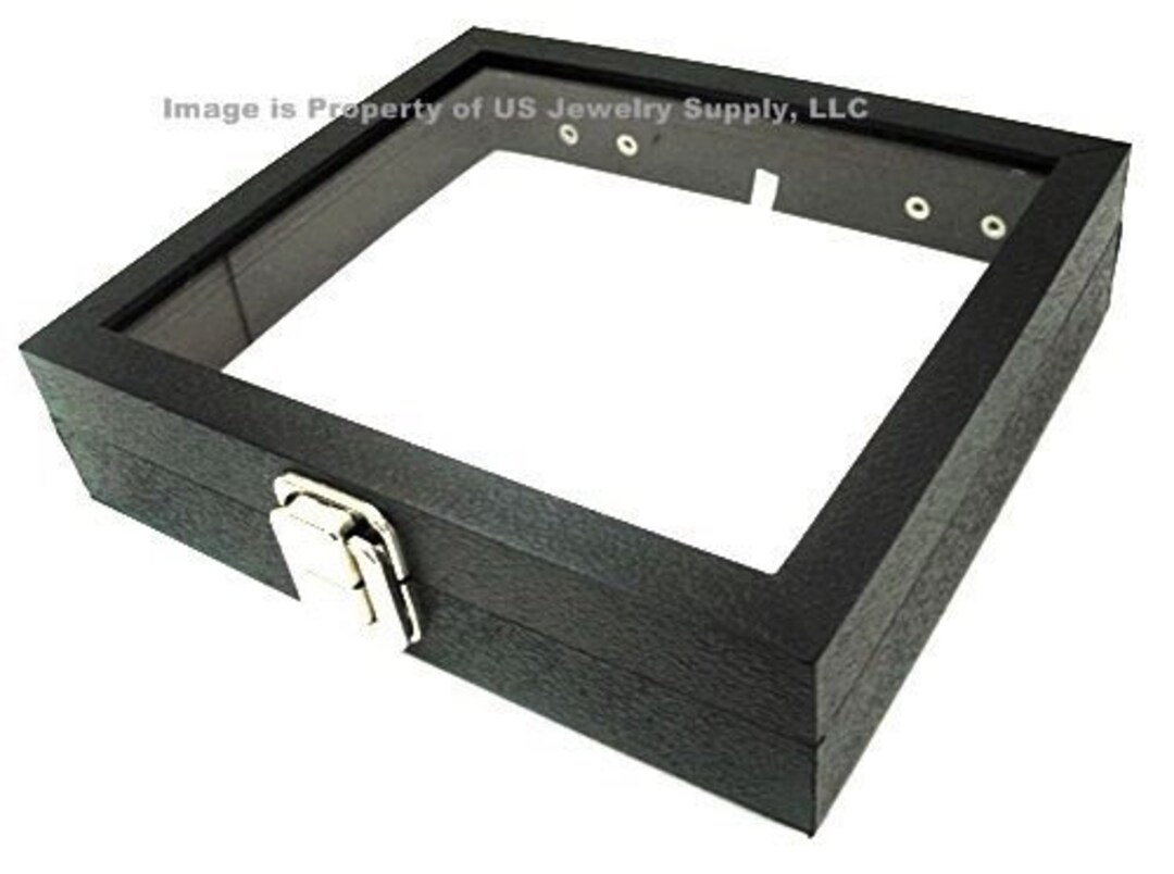 Key Lock Locking Glass Top Lid off White Leatherette Pad Display ...