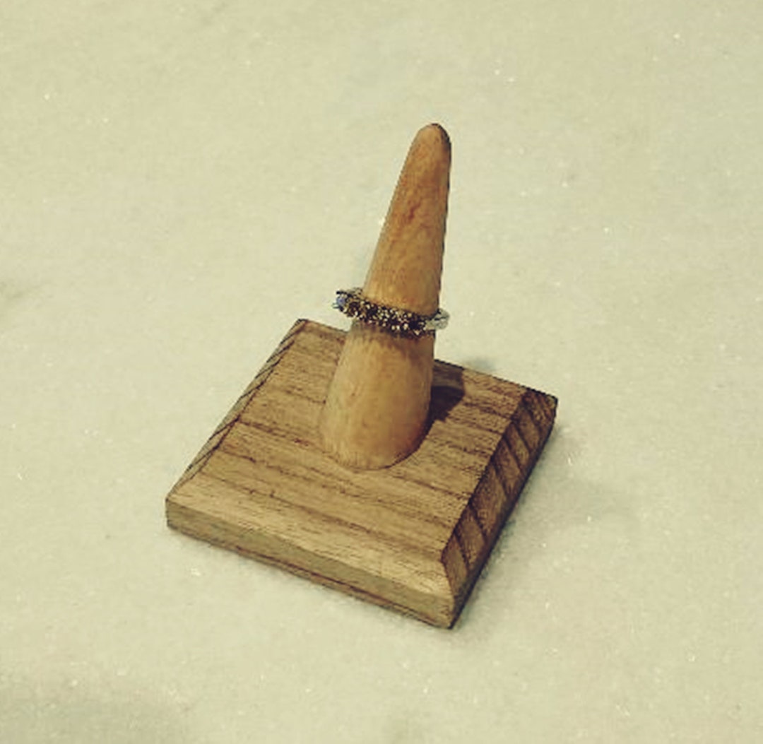 4 Pack Oak Stained Wood Single Finger Ring Display Stands 2 1/2"w X 2 1 ...
