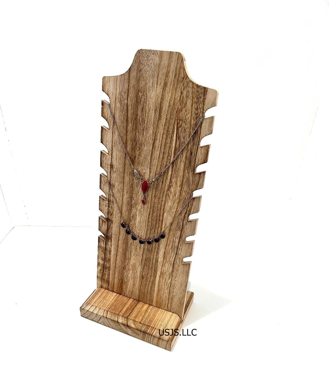 Free Standing Oak Stained Wood Multi Necklace Chain Jewelry Display ...