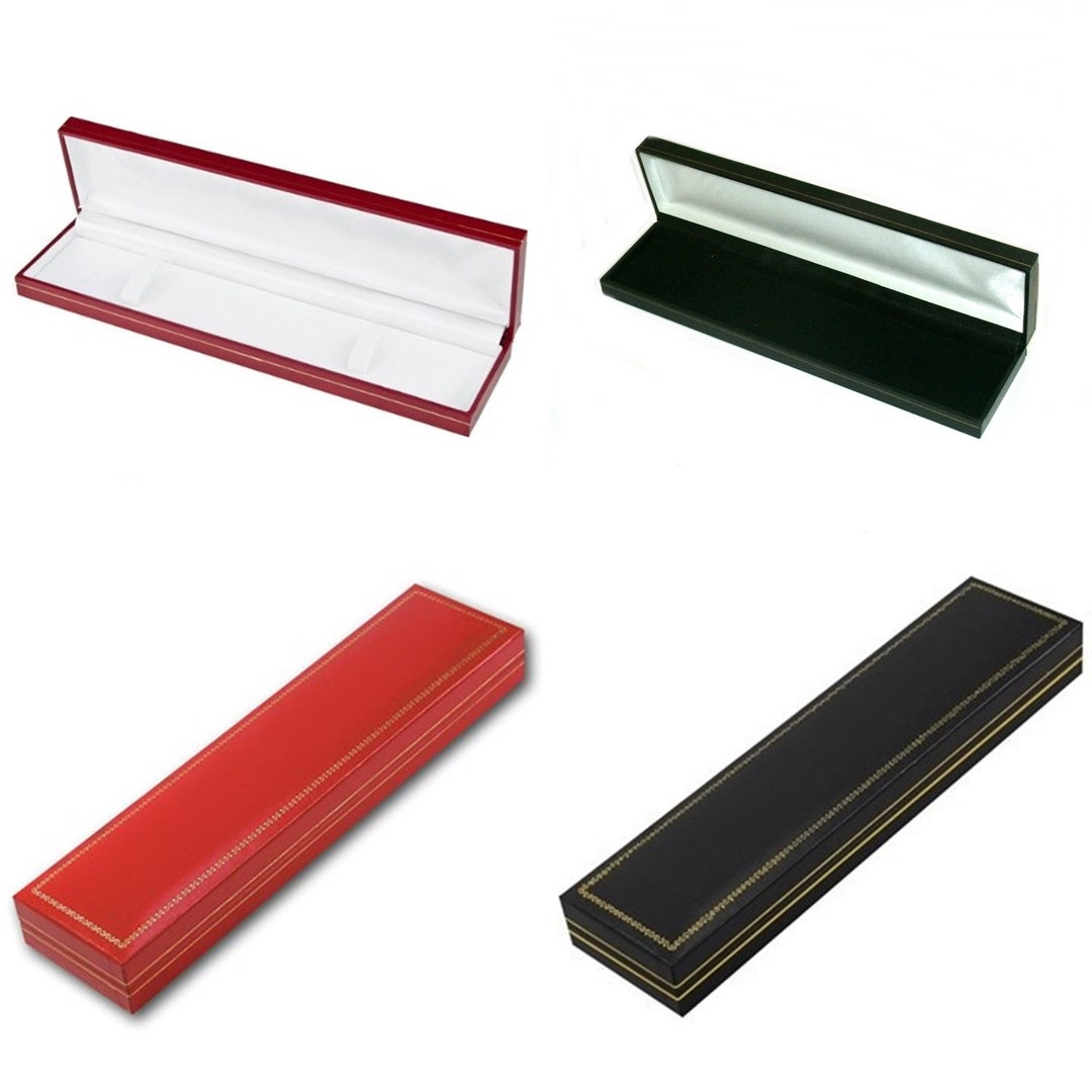 Bracelet Gift Boxes Black and Red Gold Trim Leatherette Bracelet Chain ...