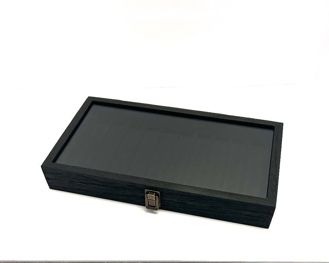 Clearance Lots 2nds Rustic Black Stained Wood Glass Top Lid Black Pad ...
