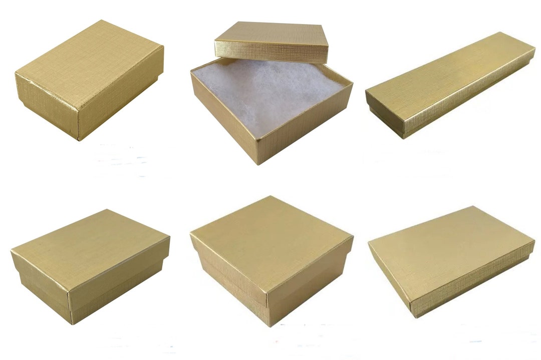 Gold Linen Texture Finish Small Items Gift Boxes Packaging Boxes With ...