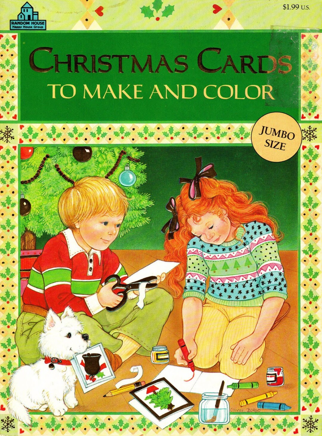 Christmas Cards to Make and Color 1989, Vintage Coloring Book ...