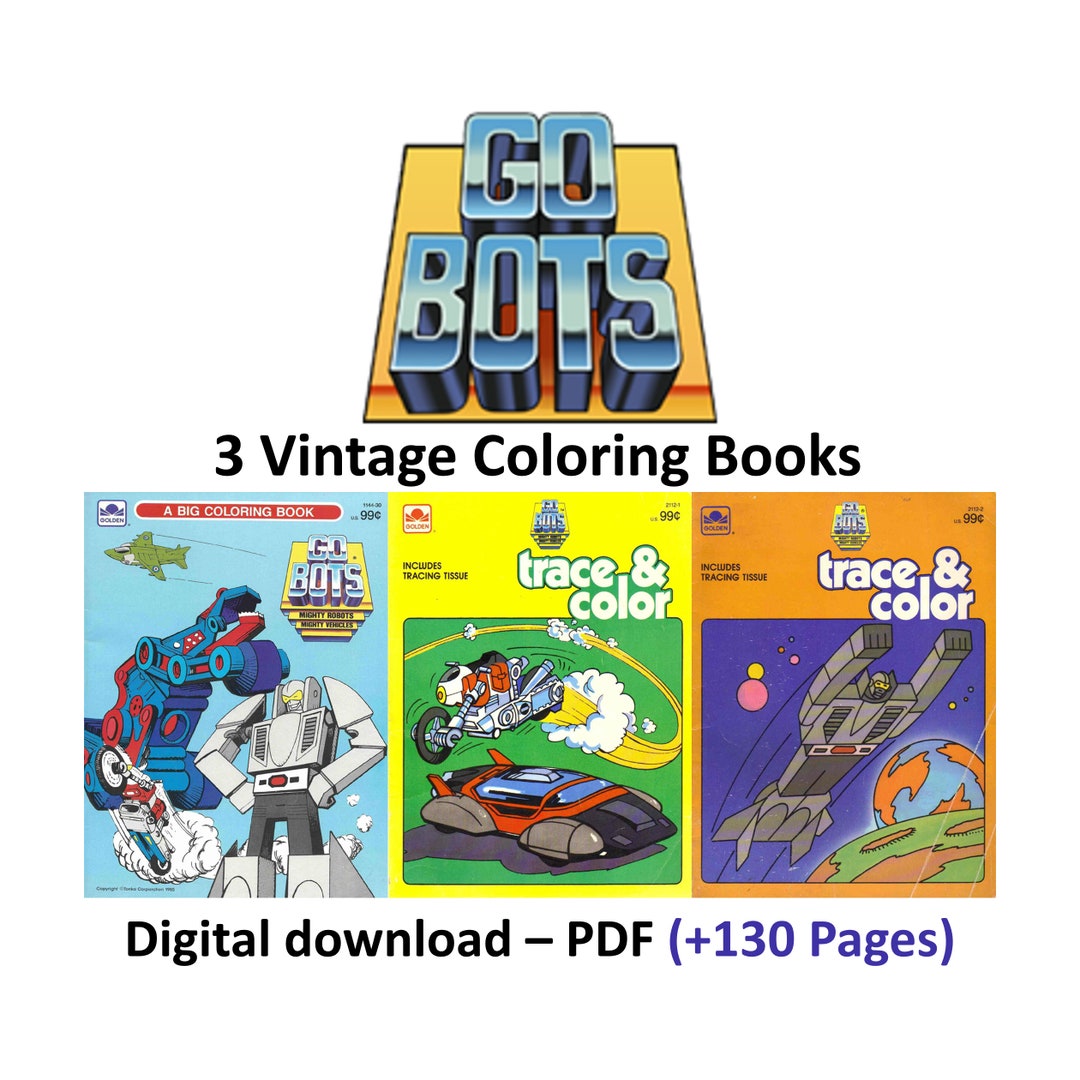 3 Gobots Vintage Coloring Books, Space Robots Printable Coloring Book ...