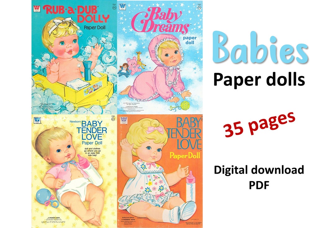 OFFER!! 4 Baby Paper Dolls Books, Vintage, Instant Download, PDF File ...