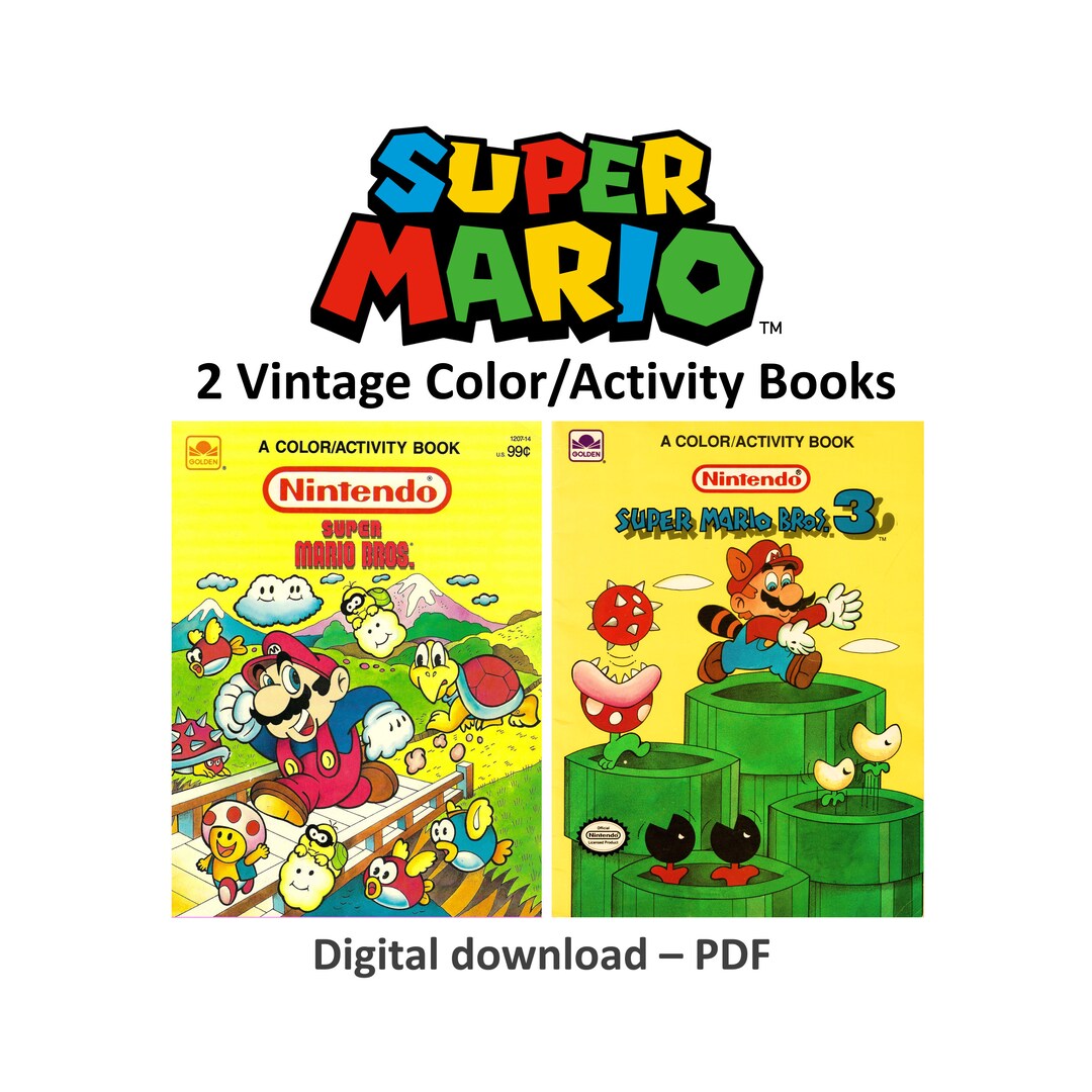 OFFER 2 Super Mario Bross Coloring Books, Books to Color, Activity ...