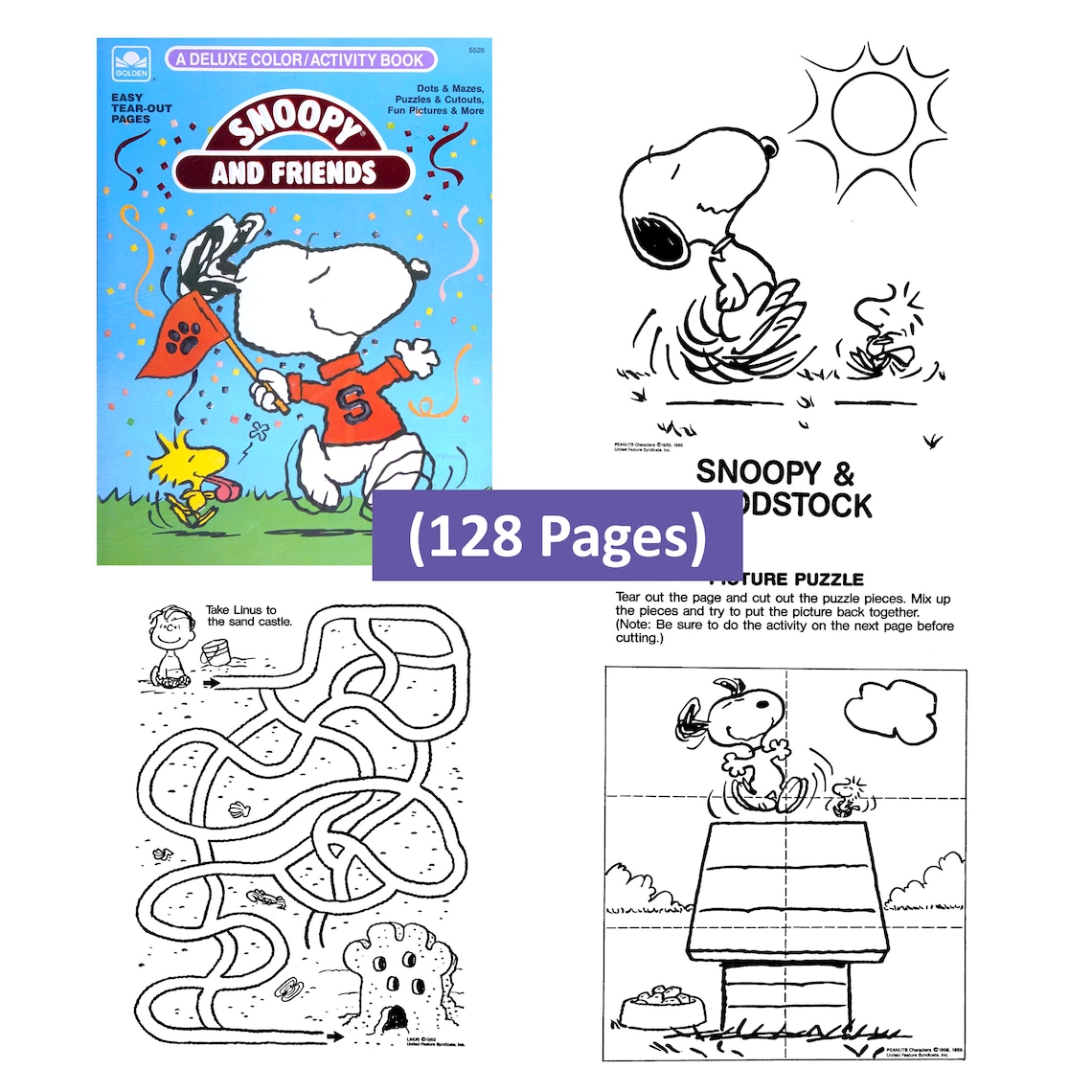 Vintage Snoopy Color Activity Book, Peanuts Printable Coloring Book ...