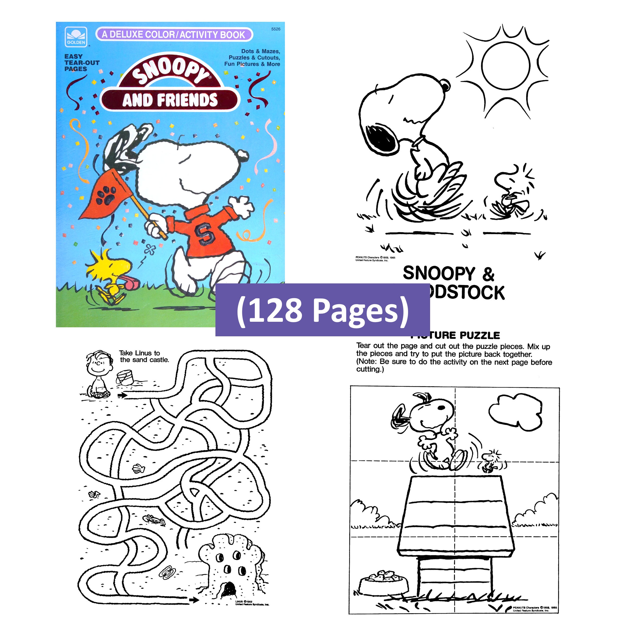 Vintage Snoopy Color Activity Book, Peanuts Printable Coloring Book ...