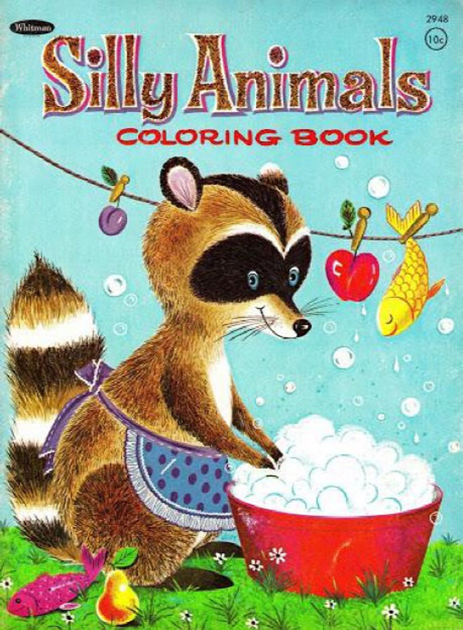 Silly Animals, Vintage Coloring Book, Printable Coloring Book, Whitman ...