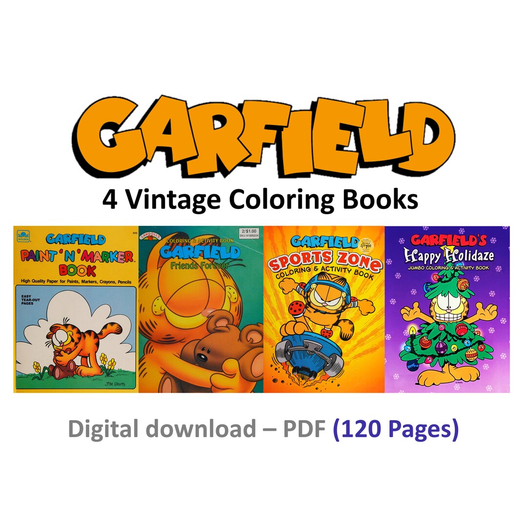 OFFER Garfield 4 Vintage Coloring Activity Books, Instant Download, PDF ...