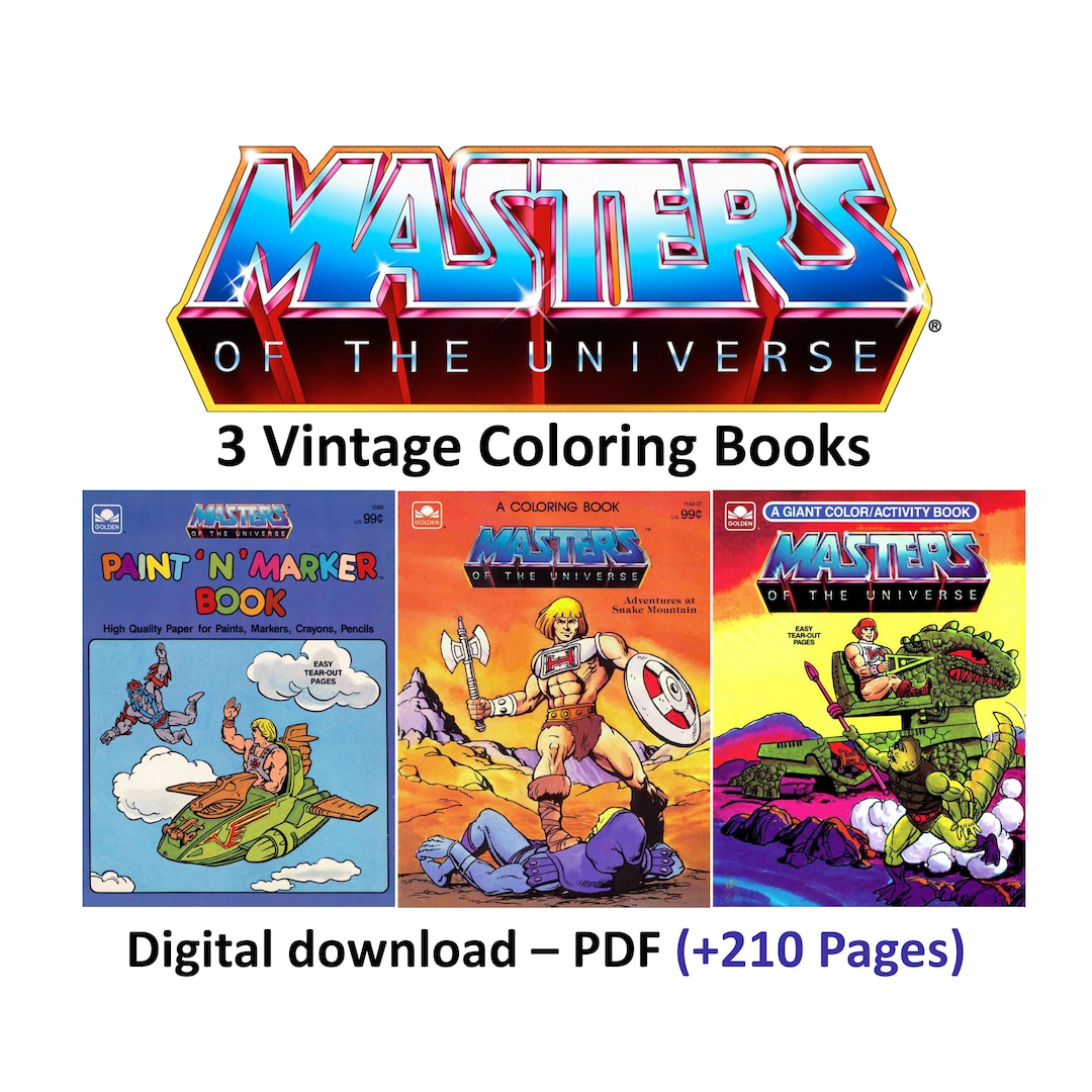 MOTU He-man 3 Vintage Coloring Books, MOTU Printable Coloring Book ...