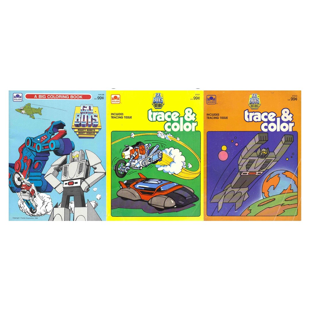 3 Gobots Vintage Coloring Books, Space Robots Printable Coloring Book ...