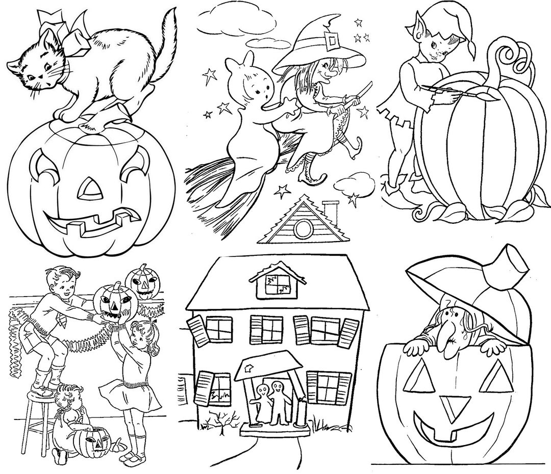 OFFER Vintage Halloween Coloring Book Paper Dolls and - Etsy