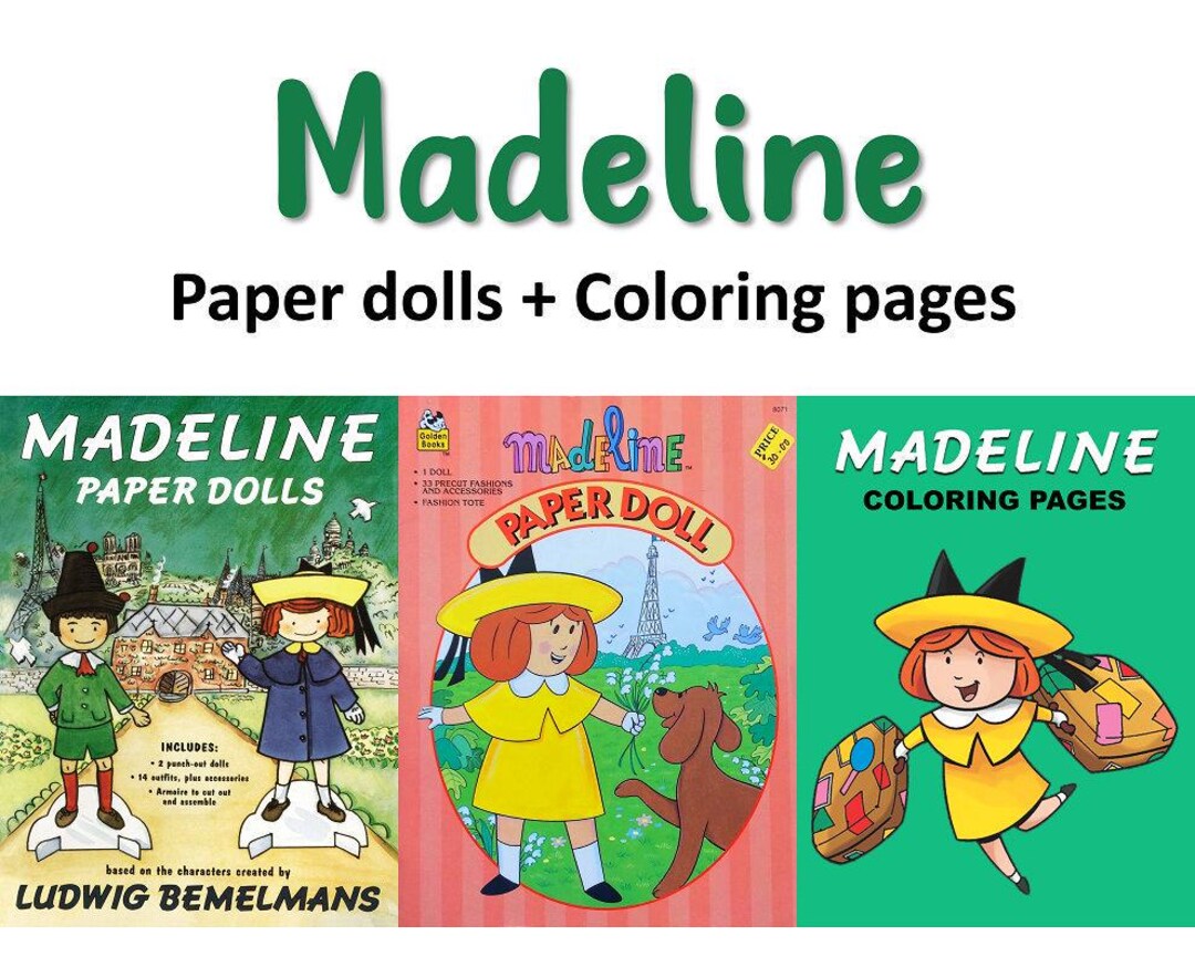 OFFER!! 3 Madeline Paper Dolls and Coloring Pages Instant Download, PDF ...