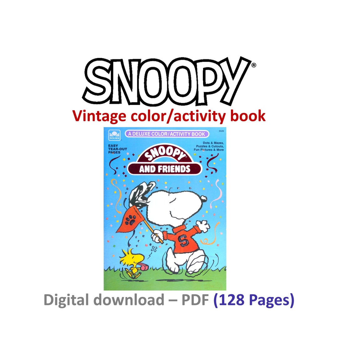 Vintage Snoopy Color Activity Book, Peanuts Printable Coloring Book ...