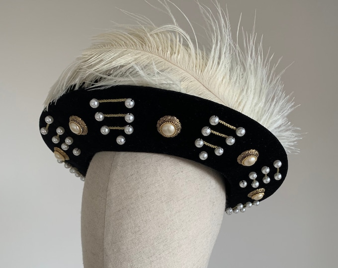 Henry VIII Henrician Bonnet Tudor Hat Cap Velvet Feathers - Etsy