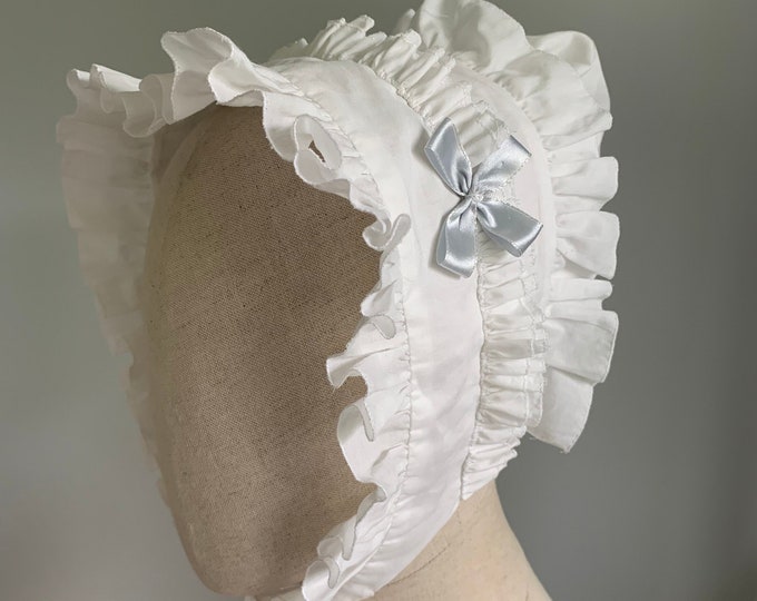 Regency Georgian Victorian Cotton Frilly Cap Bonnet - Etsy