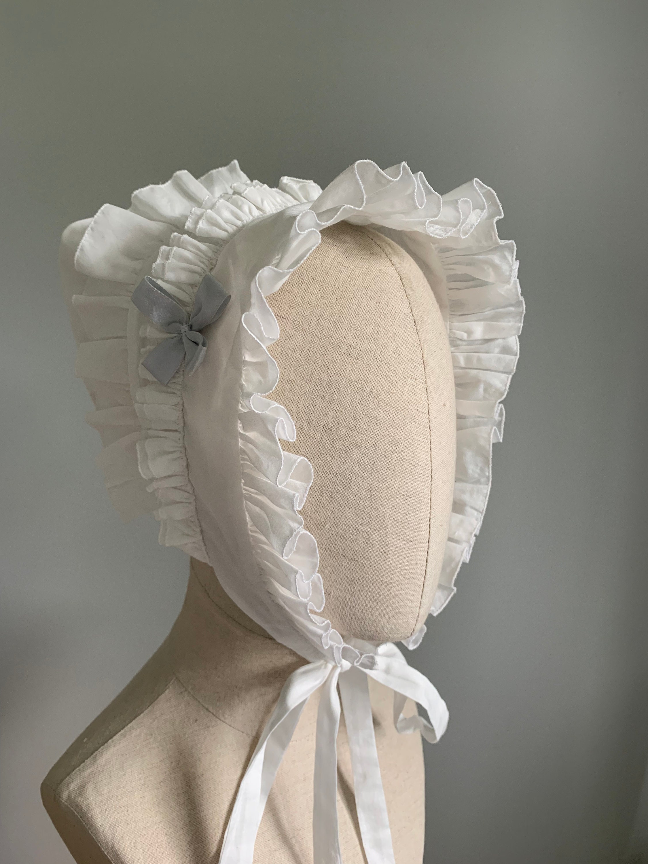 Regency Georgian Victorian Cotton Frilly Cap Bonnet - Etsy
