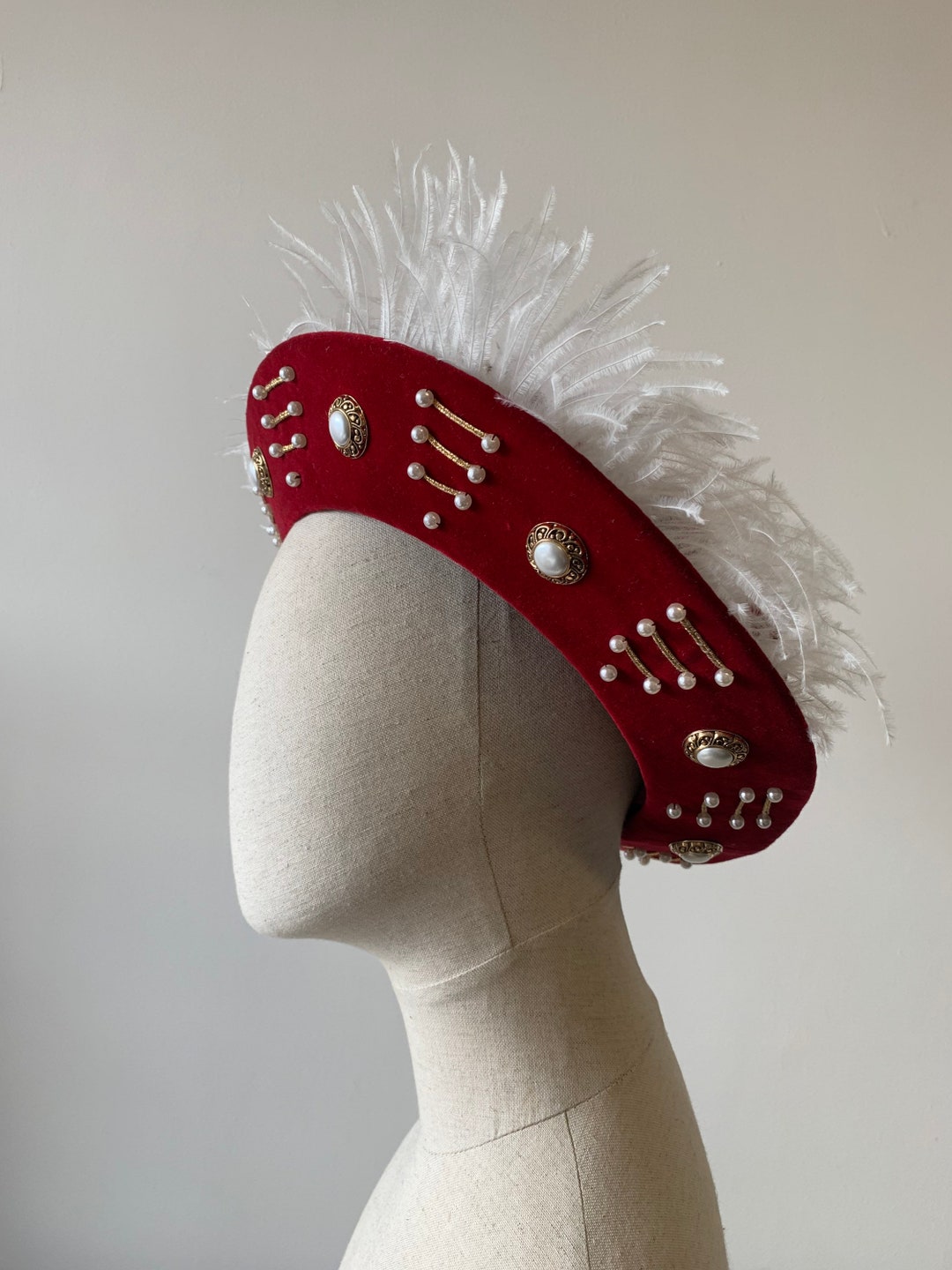 Red Velvet Tudor Hat - Etsy
