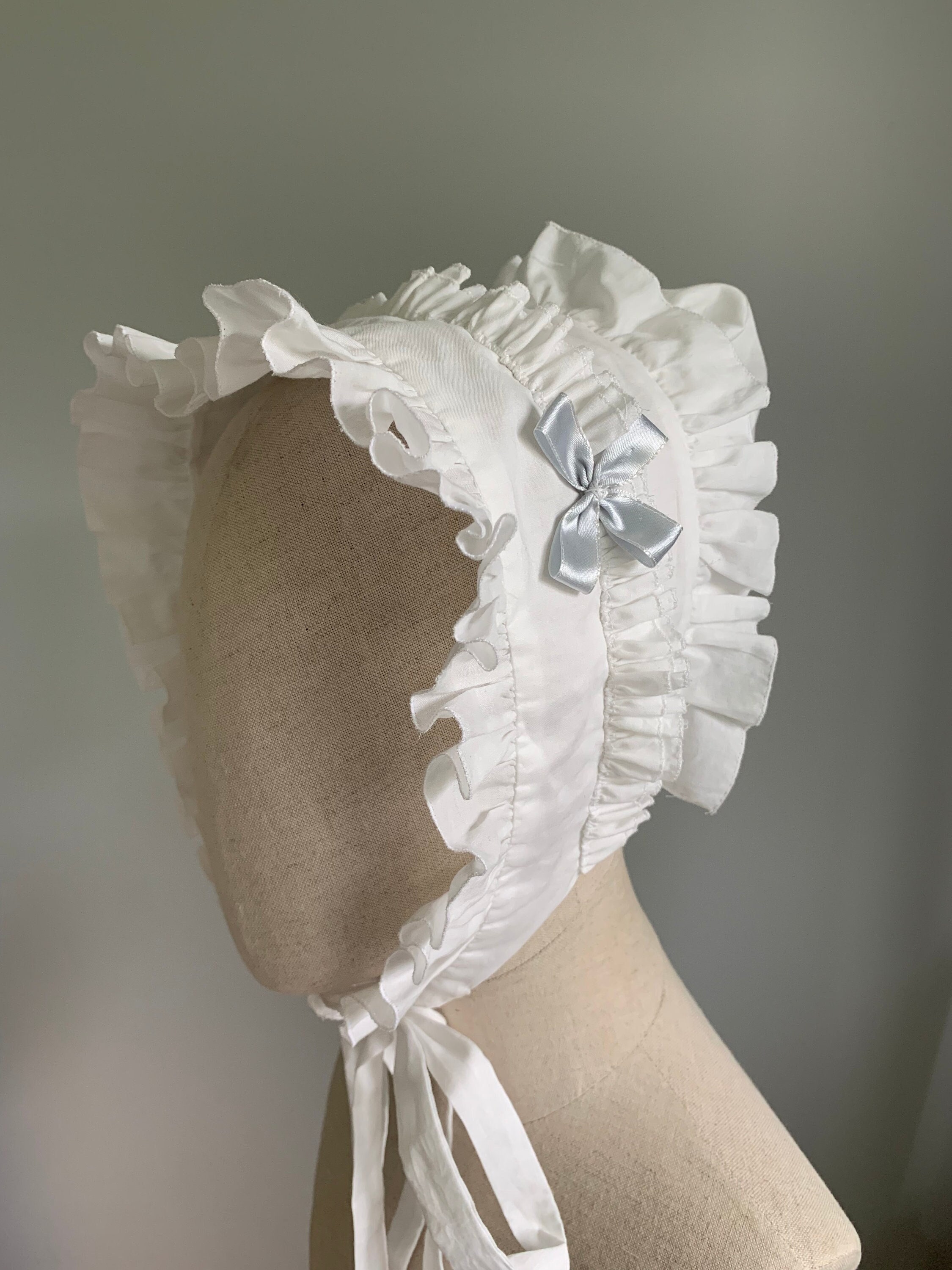 Regency Georgian Victorian Cotton Frilly Cap Bonnet - Etsy