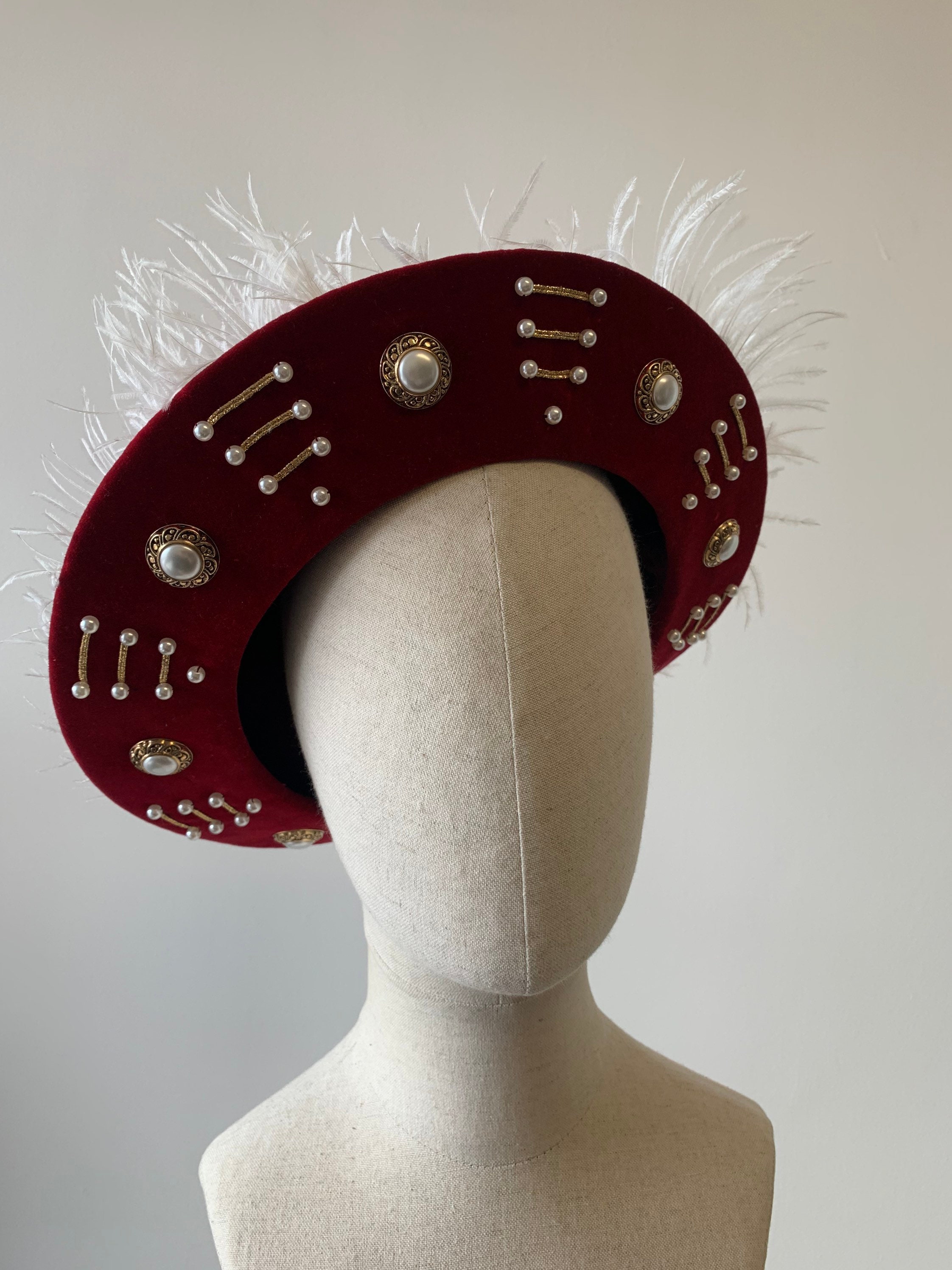 Red Velvet Tudor Hat - Etsy