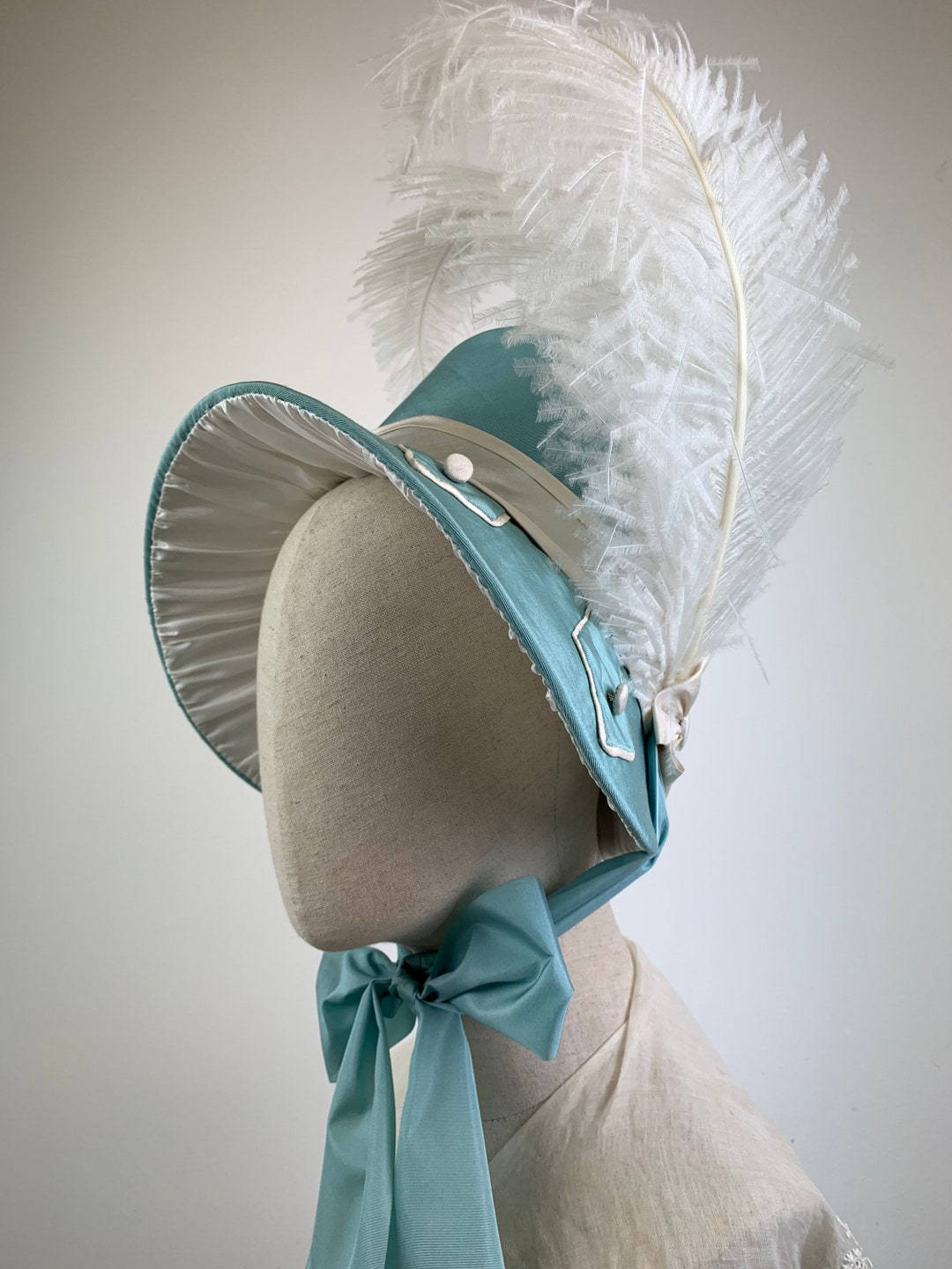 Aqua Blue Turquoise Moire Jane Austen Regency Bonnet - Etsy