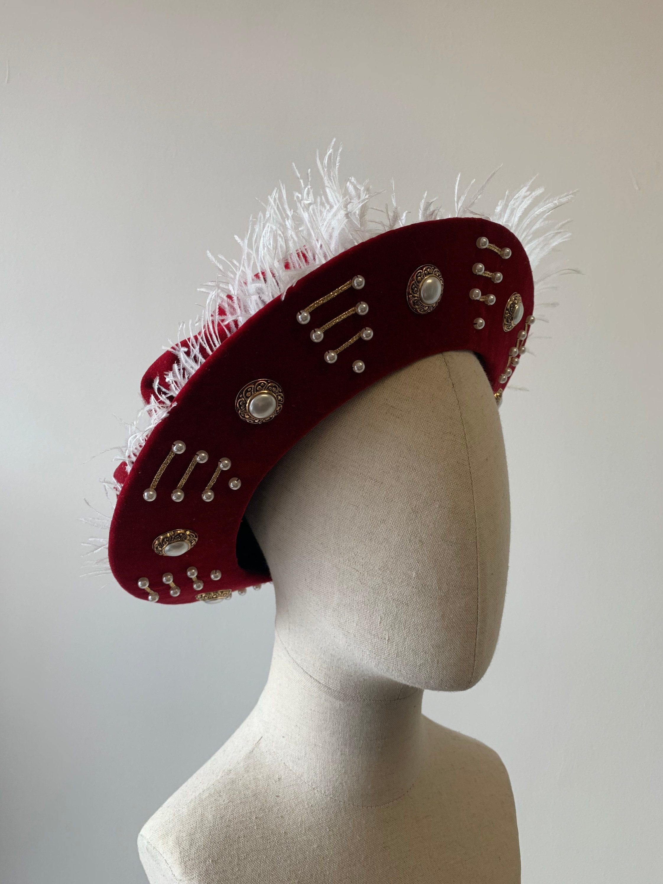 Red Velvet Tudor Hat - Etsy