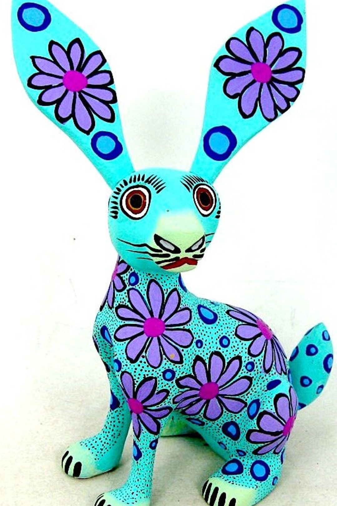 OAXACAN Wood Carving Rabbit With Flowers Handmade by Jose - Etsy