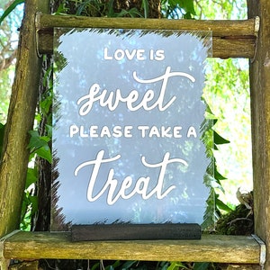 Love is Sweet Acrylic Wedding Sign | Hand Painted Sign With Stand ...