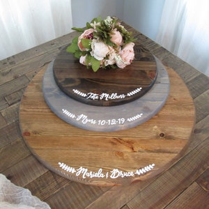 Personalized 14 or 18" Round Wooden Cake Stand With First Names, Wooden ...