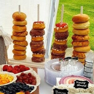 Bagel Bar Stand, Rustic Bridal Shower Decor, Breakfast Bar Decor ...